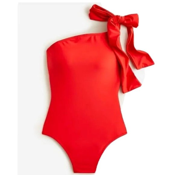 J. Crew | Swim | J Crew Red Bow One Shoulder One Piece Swimsuit | Poshmark
